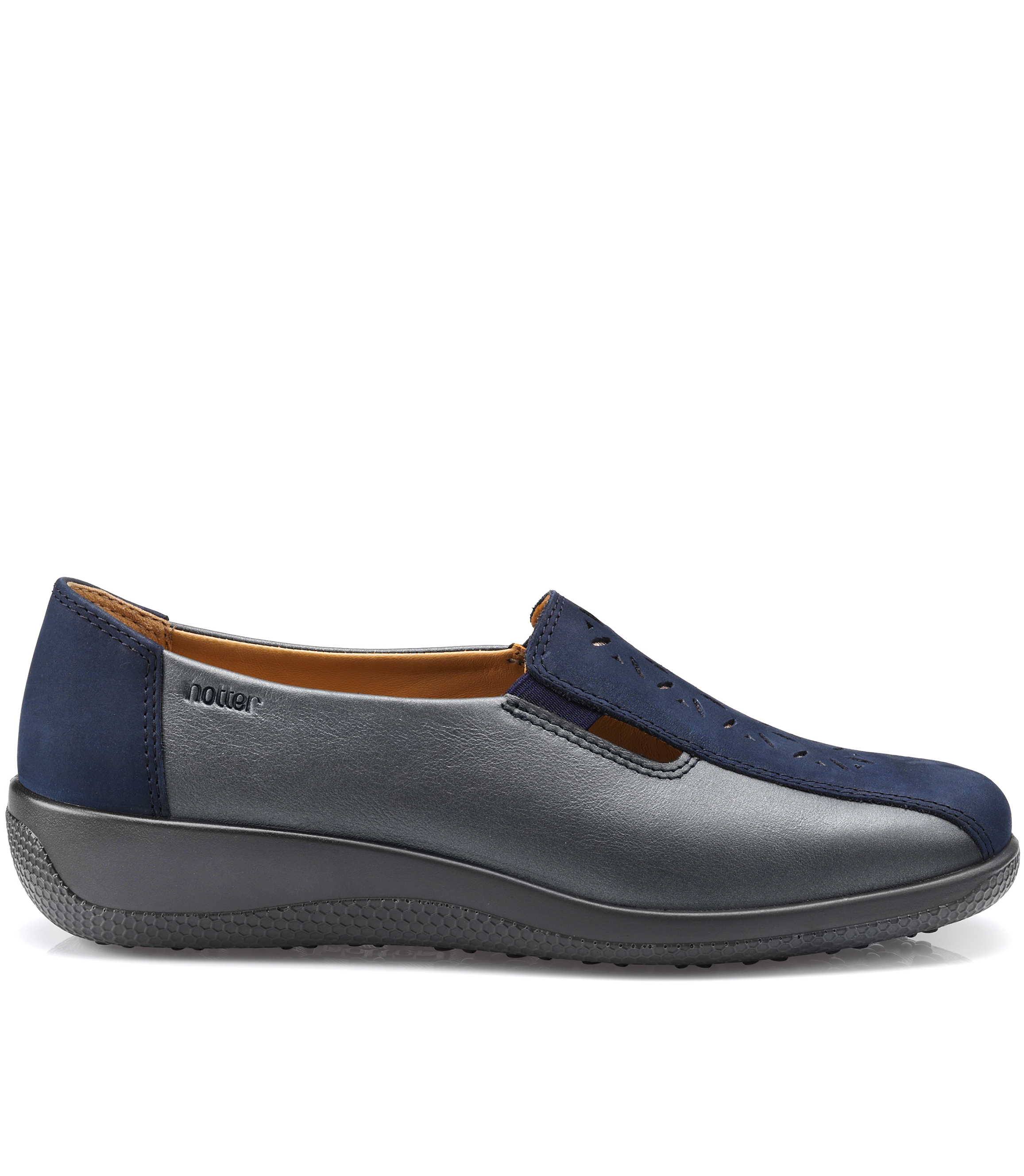 HOTTER NAVY MULTI CALYPSO SHOE WITH PUNCH OUT DETAIL | Rosella - Style ...