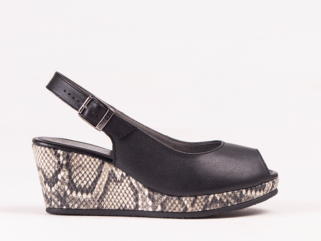 FROGGIE BLACK MULTI LEATHER WEDGE SLING BACK | Rosella - Style inspired ...