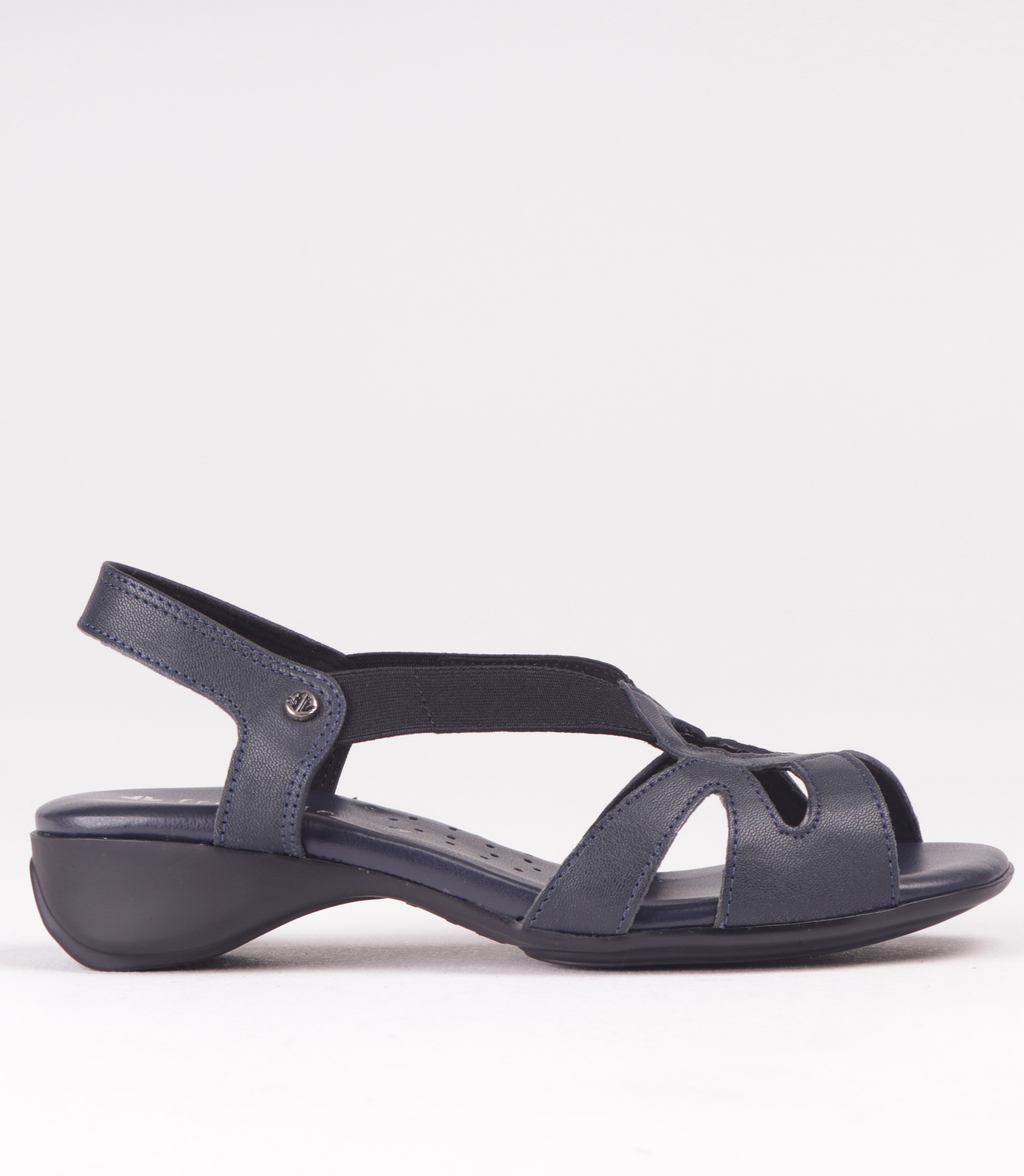 FROGGIE NAVY LEATHER ELASTIC CUT-OUT SANDAL | Rosella - Style inspired ...