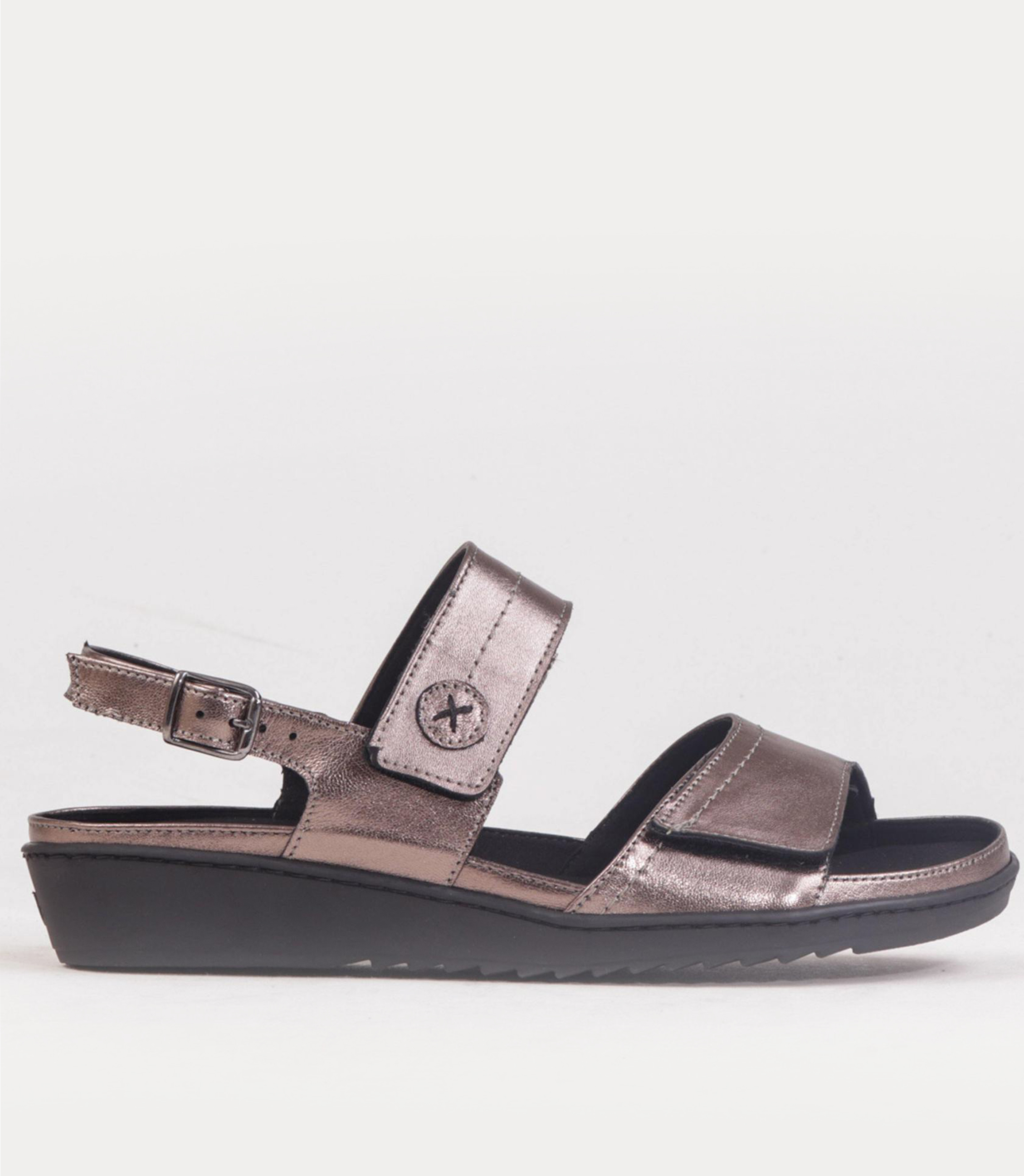 FROGGIE LEAD METALIC LEATHER DOUBLE BAND REMOVABLE FOOTBED SANDAL ...