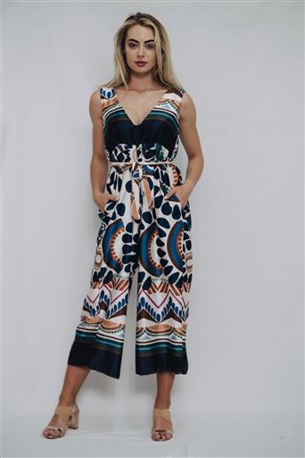 MADE IN ITALY NAVY MULTI-COLOURED LONG JUMPSUIT | Rosella - Style ...