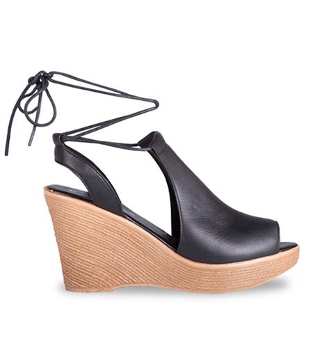 FROGGIE BLACK LEATHER HIGH WEDGE LACE- UP | Rosella - Style inspired by ...
