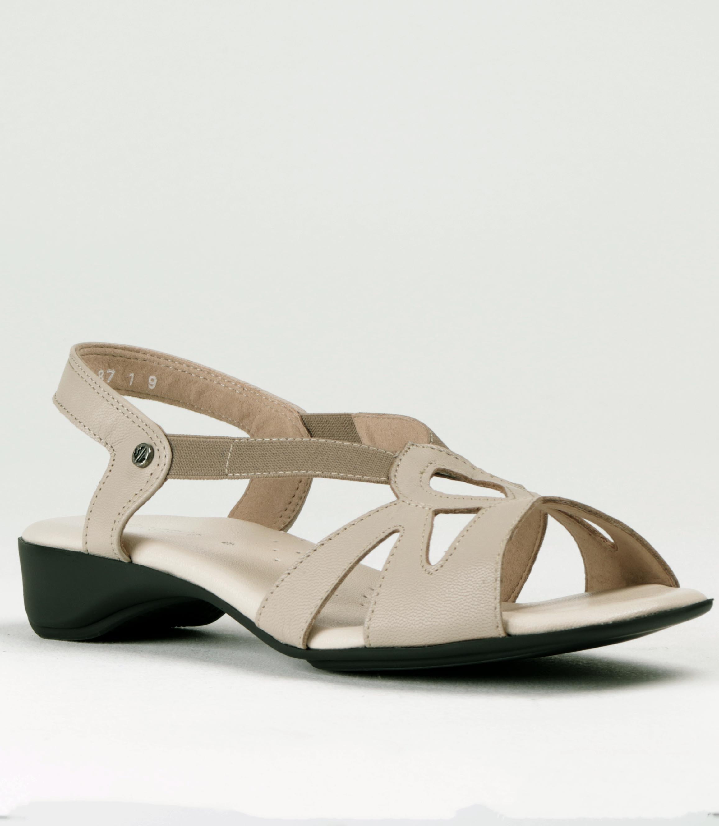 FROGGIE CREAM LEATHER ELASTIC CUT-OUT SANDAL | Rosella - Style inspired ...