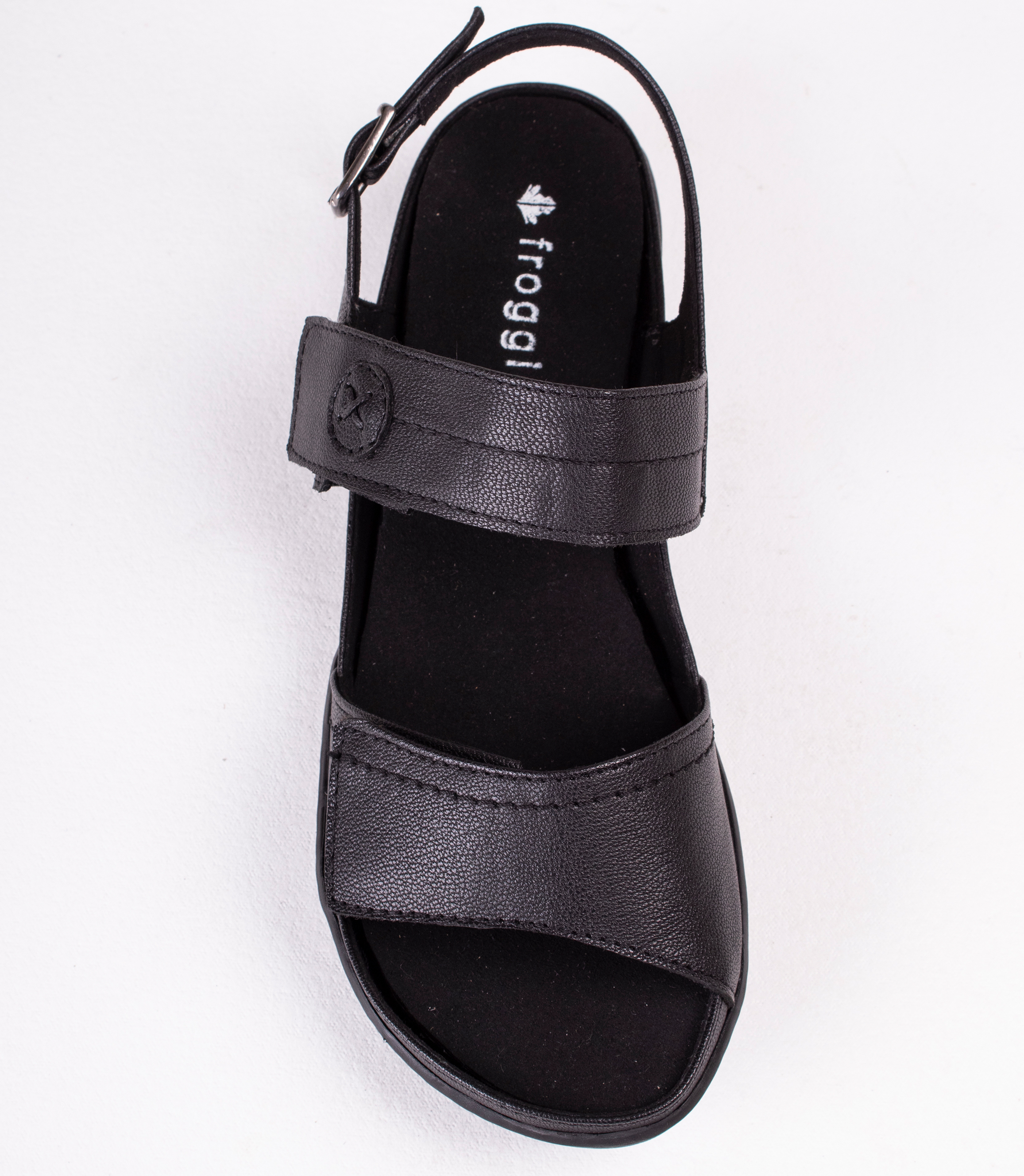FROGGIE BLACK LEATHER DOUBLE BAND SANDAL WITH REMOVABLE FOOTBED ...
