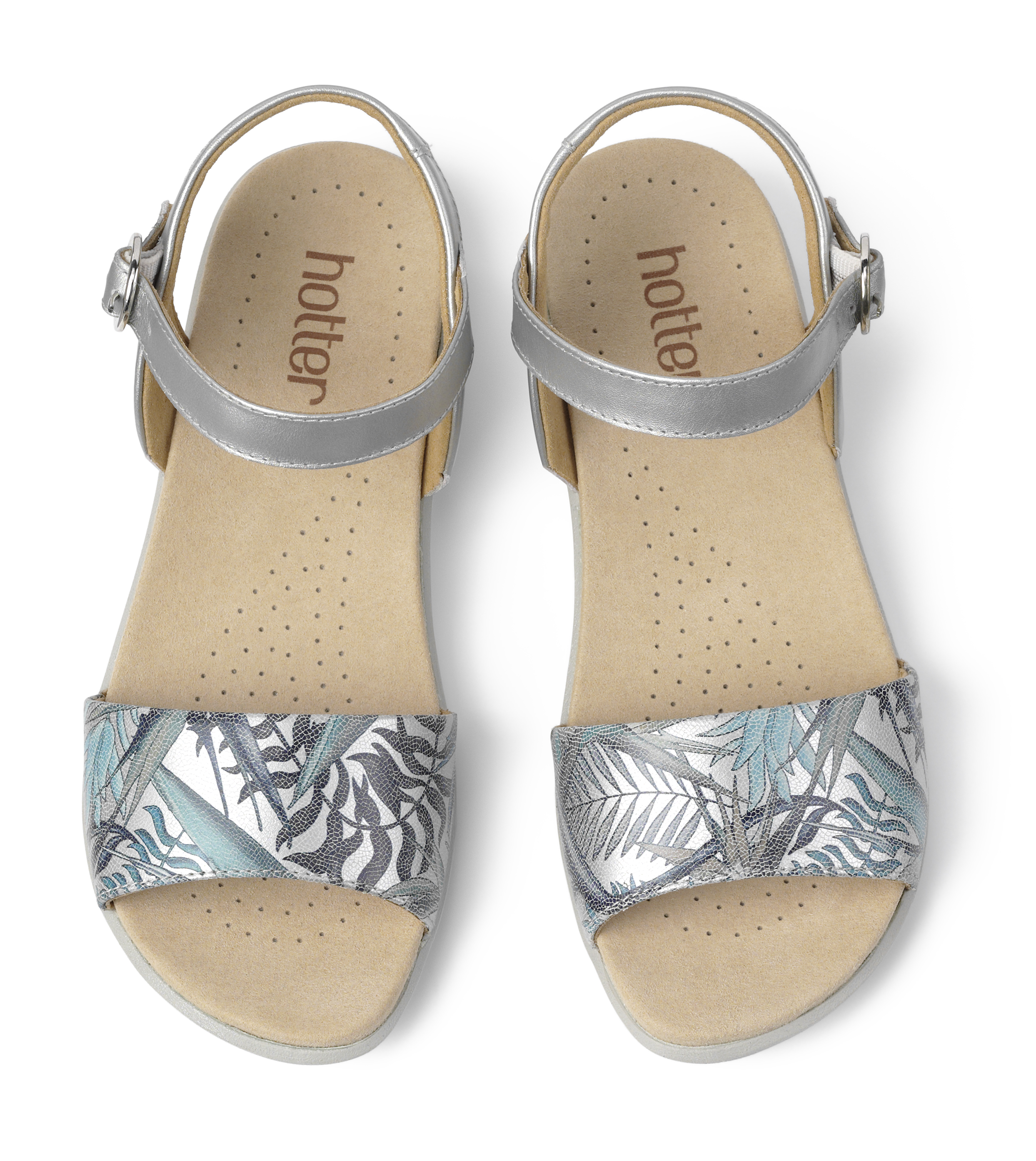 HOTTER PLATINUM PARADISE LEATHER TROPIC SANDAL | Rosella - Style ...