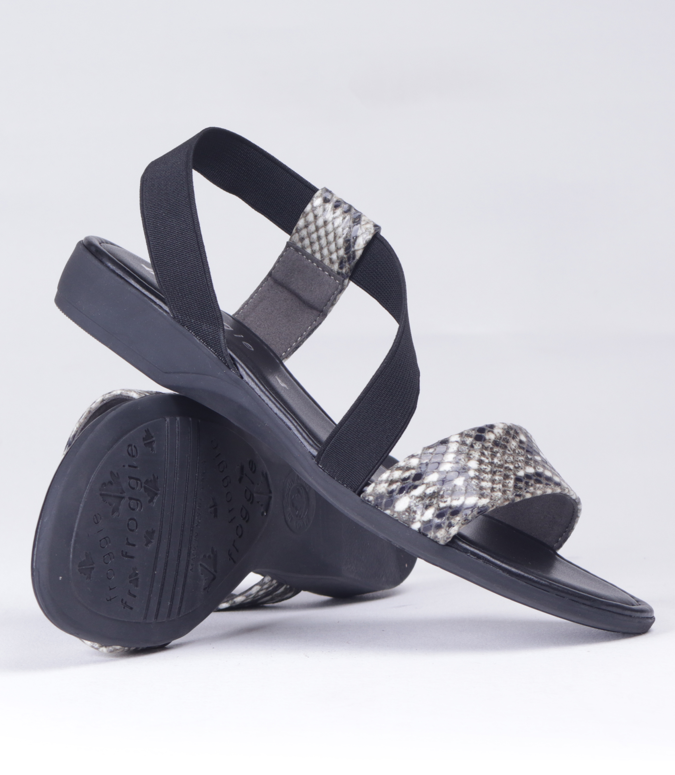 FROGGIE BLACK LEATHER ELASTICATED SANDALS | Rosella - Style inspired by ...