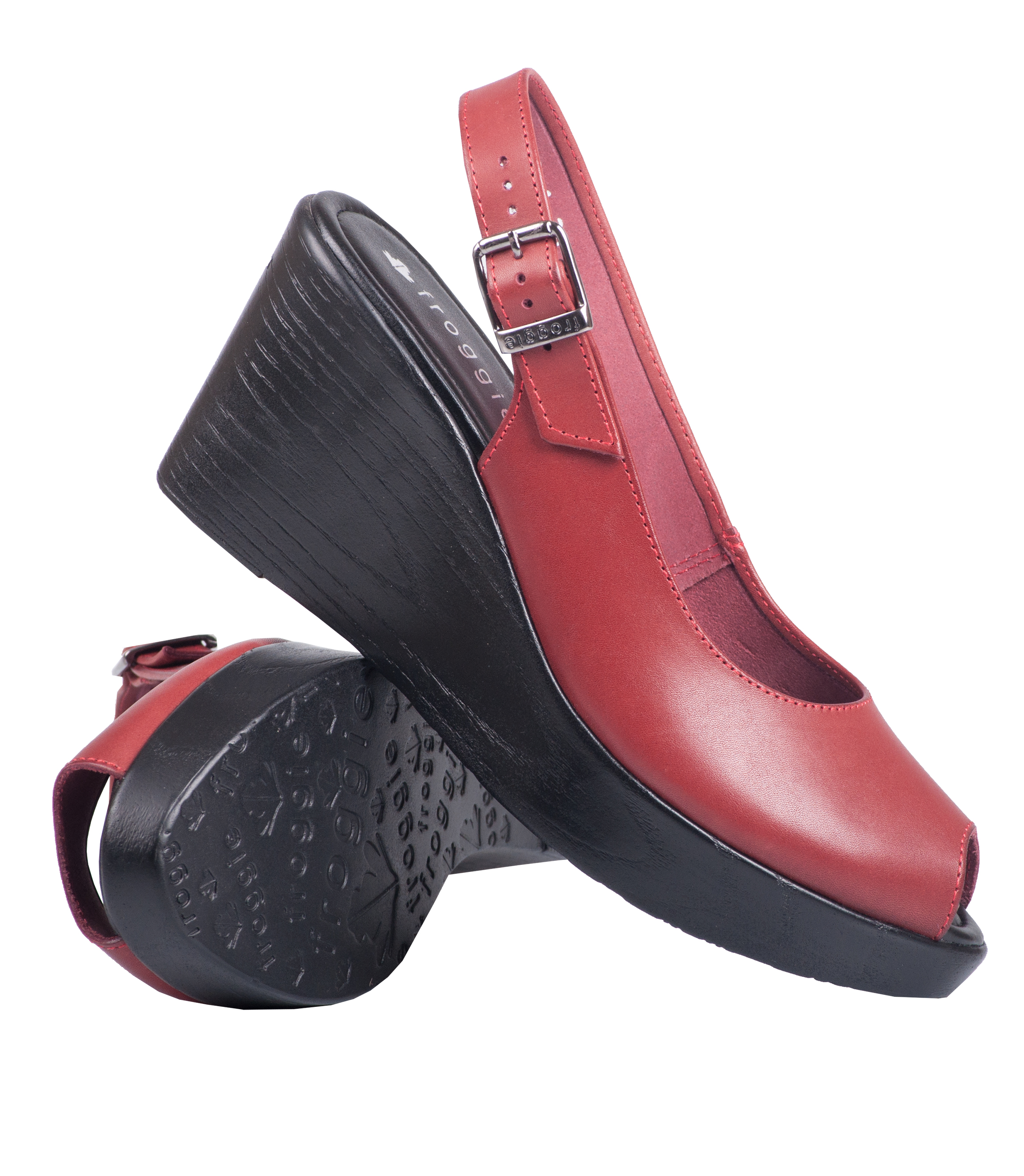 FROGGIE RED LEATHER SLING BACK WEDGE | Rosella - Style inspired by elegance
