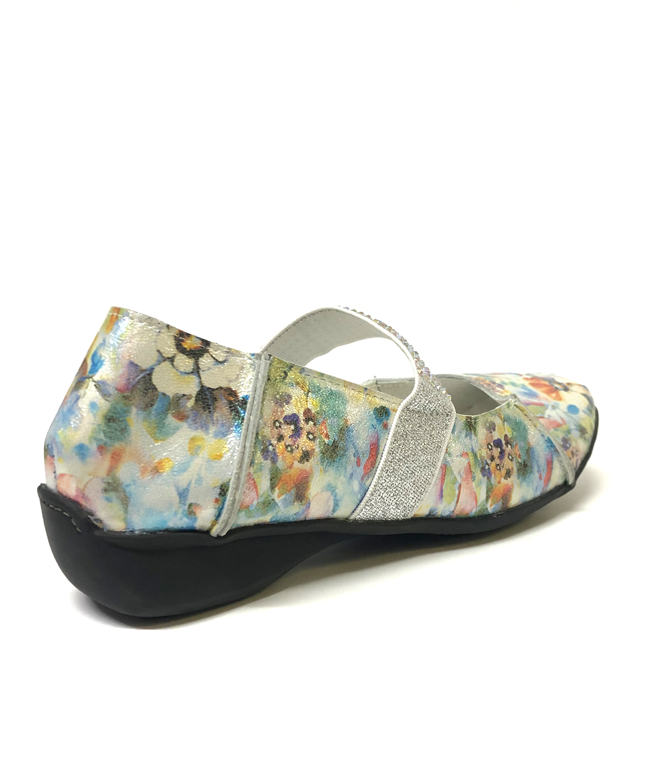 SAKURA FLORAL SHIMMER LEATHER SHOES WITH DIAMANTE STRAP | Rosella ...