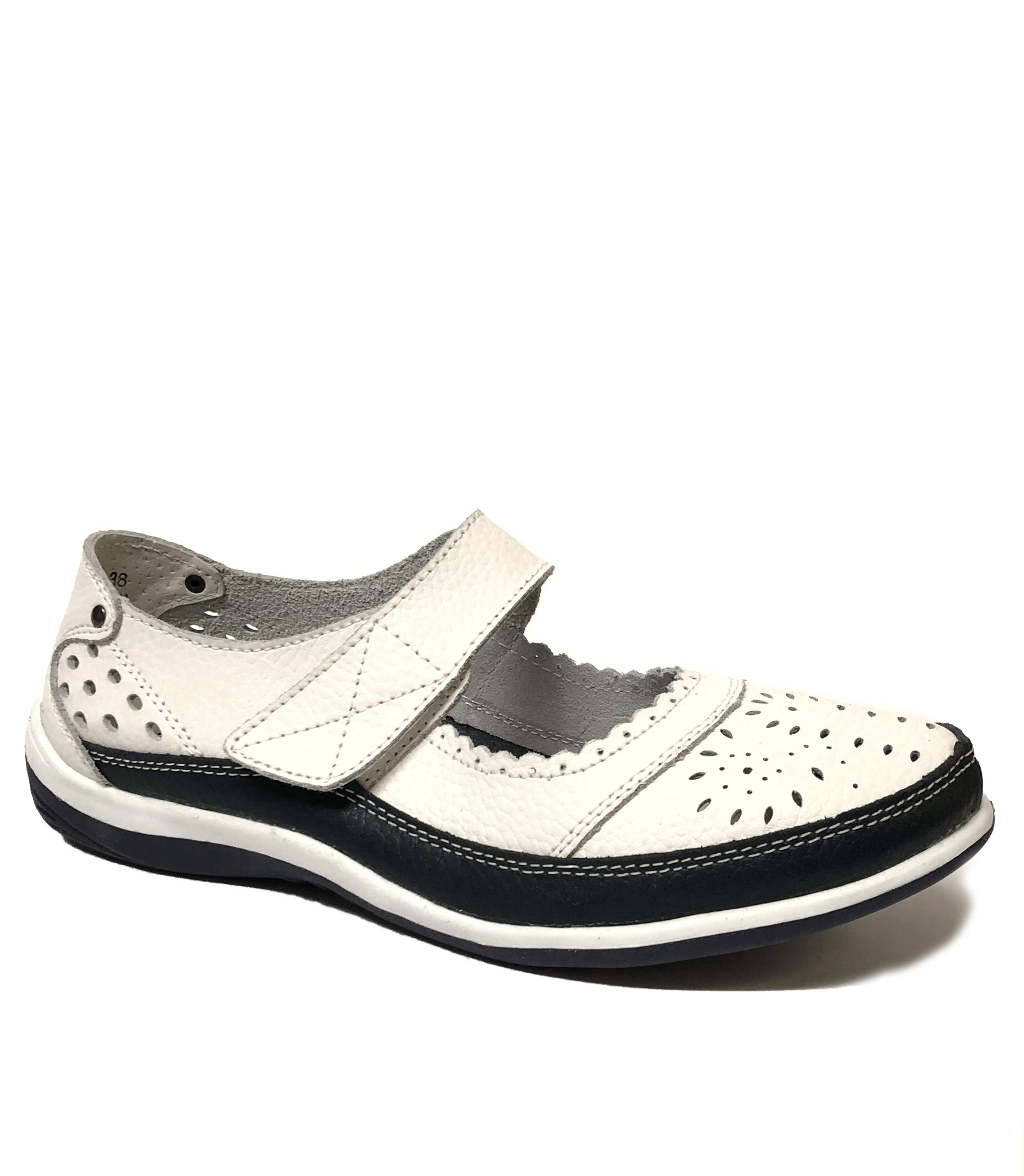 JOLIE WHITE NAVY LEATHER CUT OUT DETAIL SHOES | Rosella - Style ...