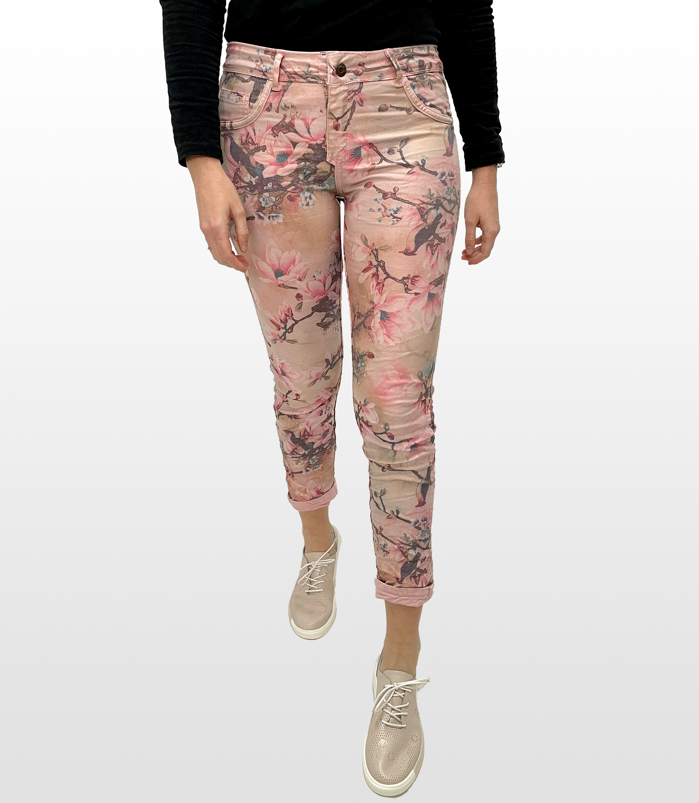 MADE IN ITALY PINK FLORAL REVERSIBLE JEANS | Rosella - Style inspired ...
