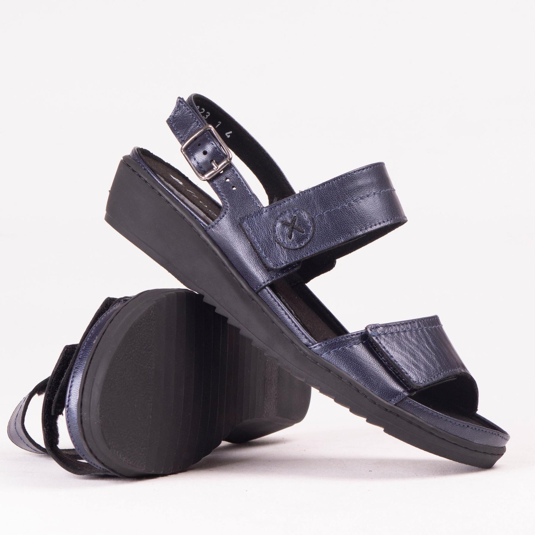 FROGGIE NAVY PEARL LEATHER DOUBLE BAND REMOVABLE FOOTBED SANDAL ...