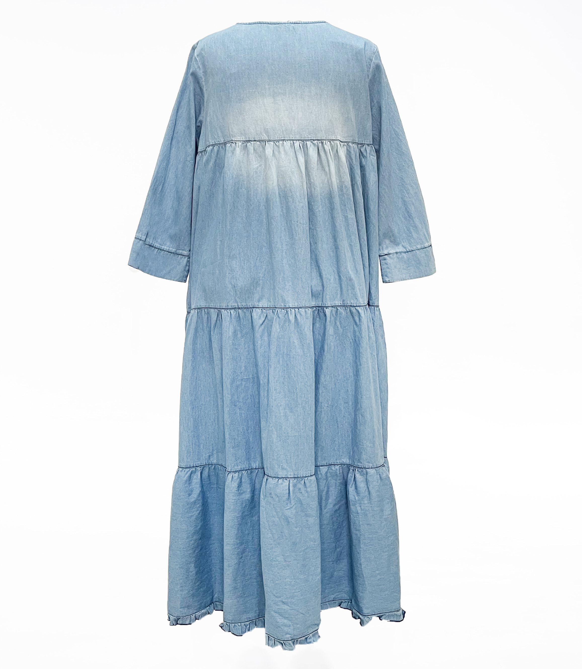 JOLIE MARGARET DENIM TIER MAXI DRESS | Rosella - Style inspired by elegance