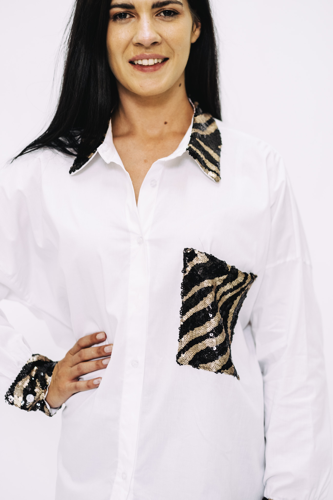 MADE IN ITALY WHITE ZEBRA SEQUENCE SHIRT | Rosella - Style inspired by ...