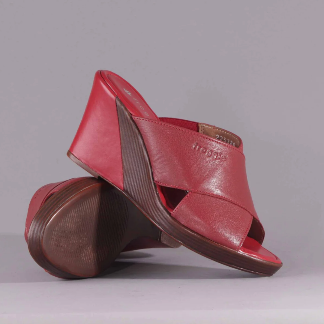 FROGGIE RED SLIP ON WEDGE | Rosella - Style inspired by elegance